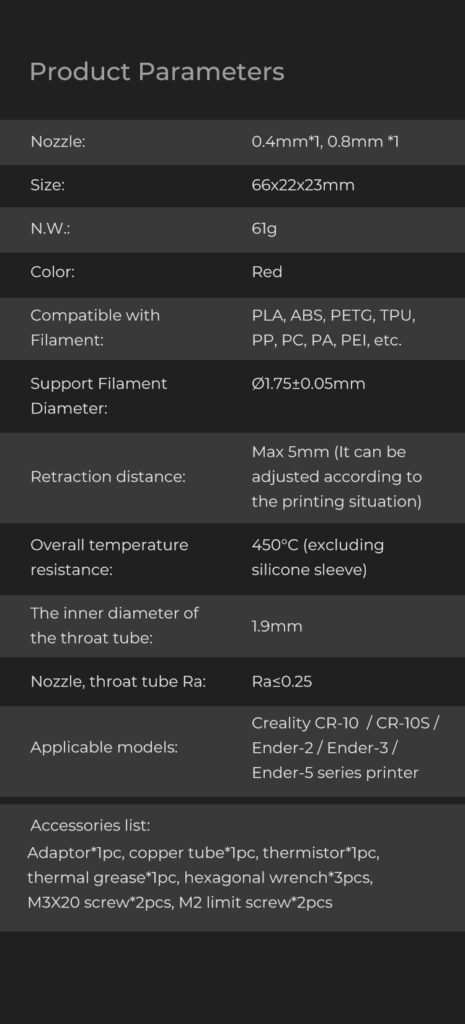 Creality Spider High Temp & High Flow Hotend Pro - EC 3D Printing Supplies