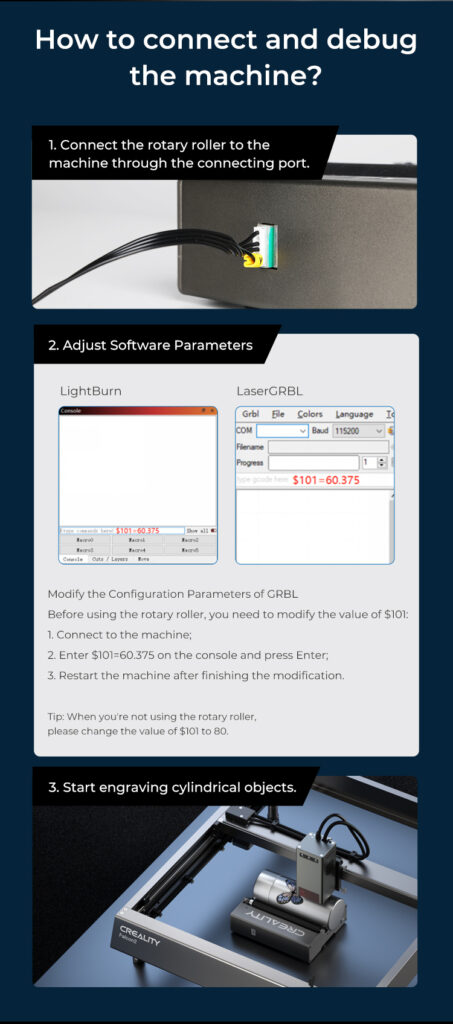 Creality Rotary Roller - Falcon Laser 5/10/22/40W - EC 3D Printing Supplies