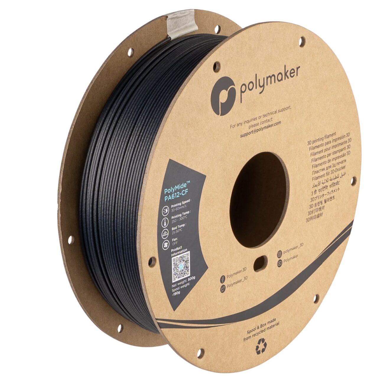 PolyMide PA612-CF 1.75mm 500g - EC 3D Printing Supplies