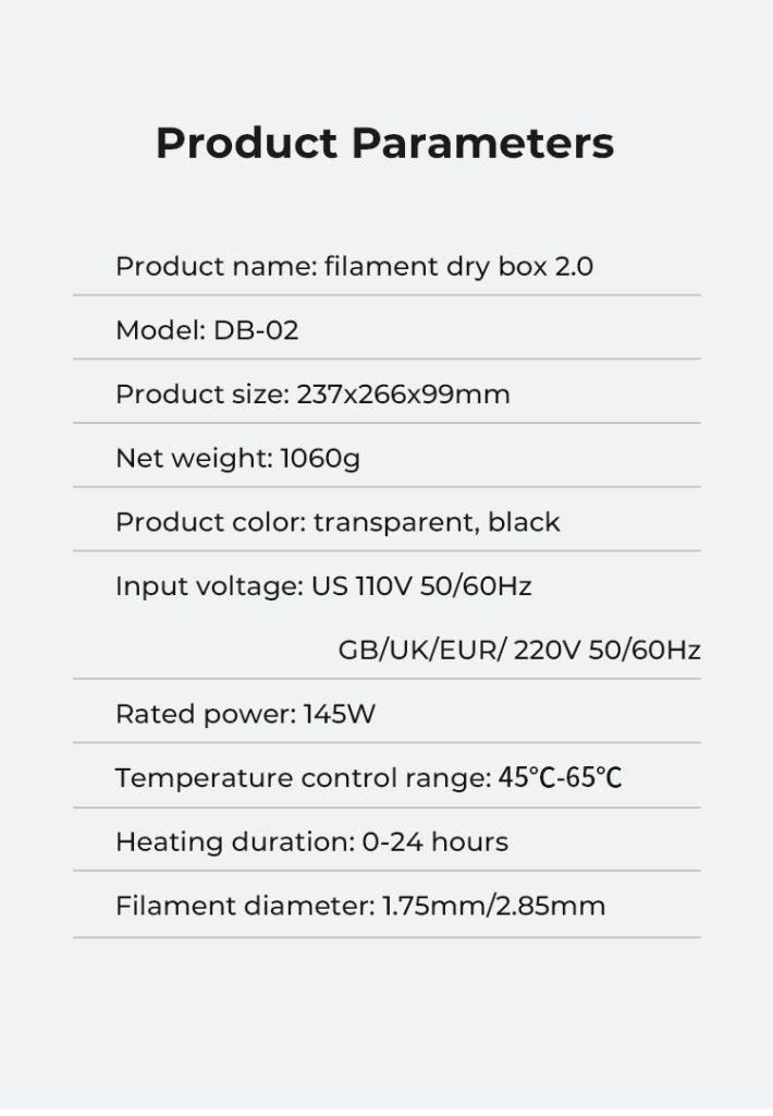 Creality Dry Box 2.0 - EC 3D Printing Supplies